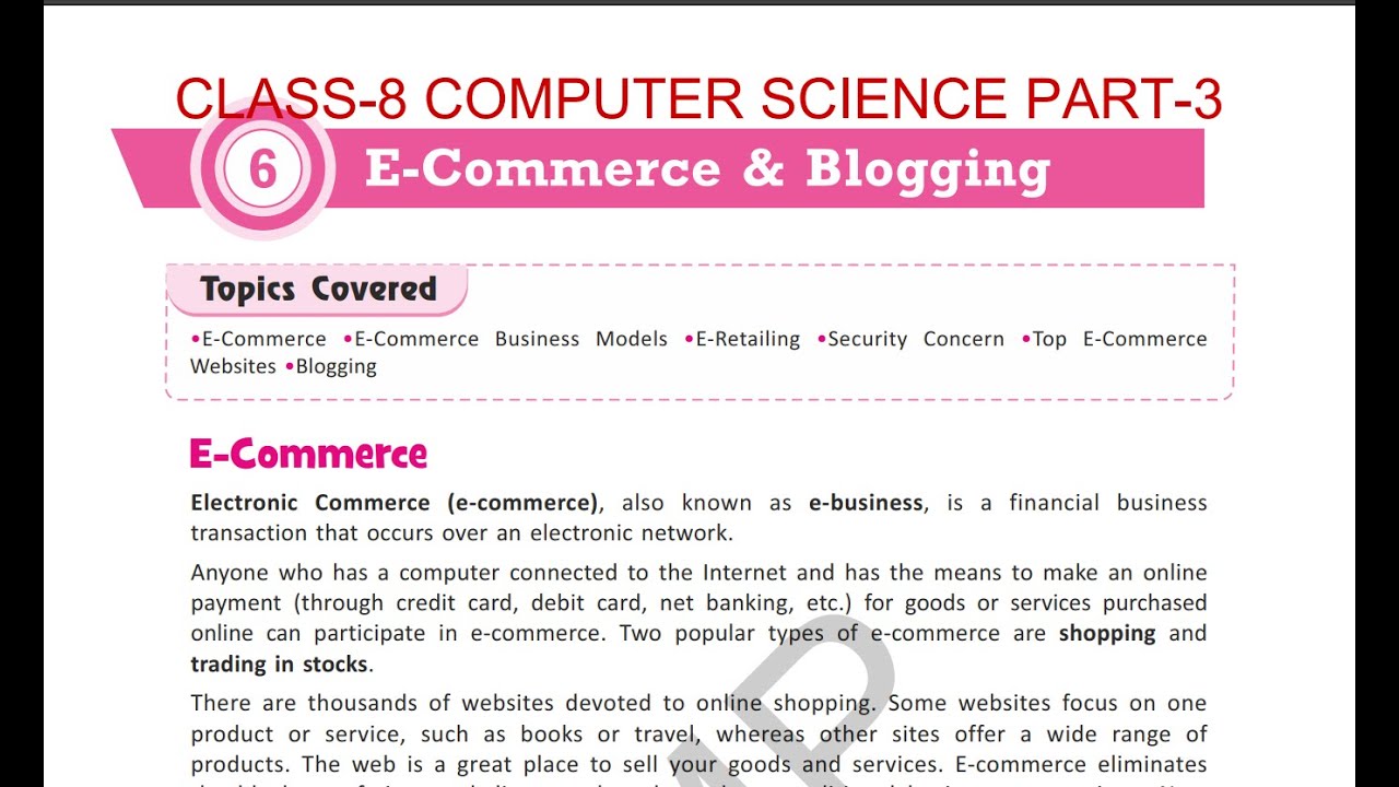 CLASS 8 COMPUTER SCIENCE E COMMERCE AND BLOGGING PART 3 - YouTube