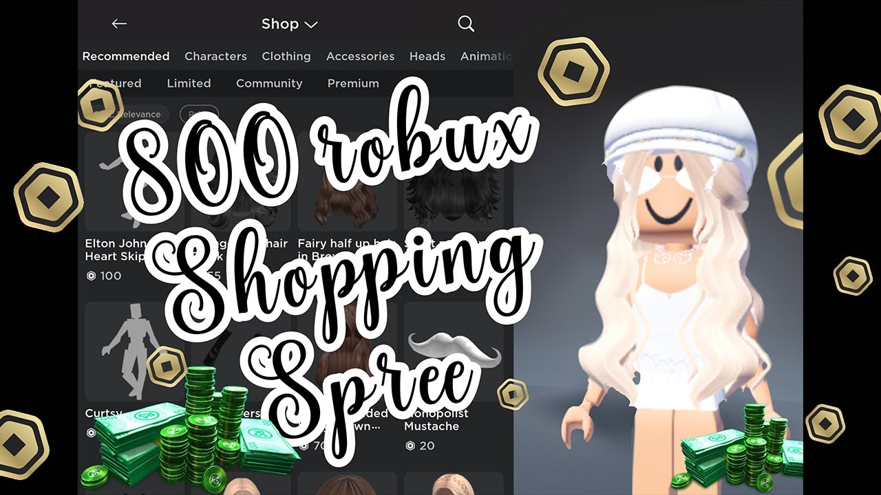 800 Robux Shopping Spree - YouTube