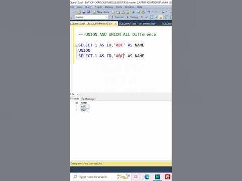 Difference Union and Union ALL In SQL | Part 4 SQL SERVER #sqlserver - YouTube