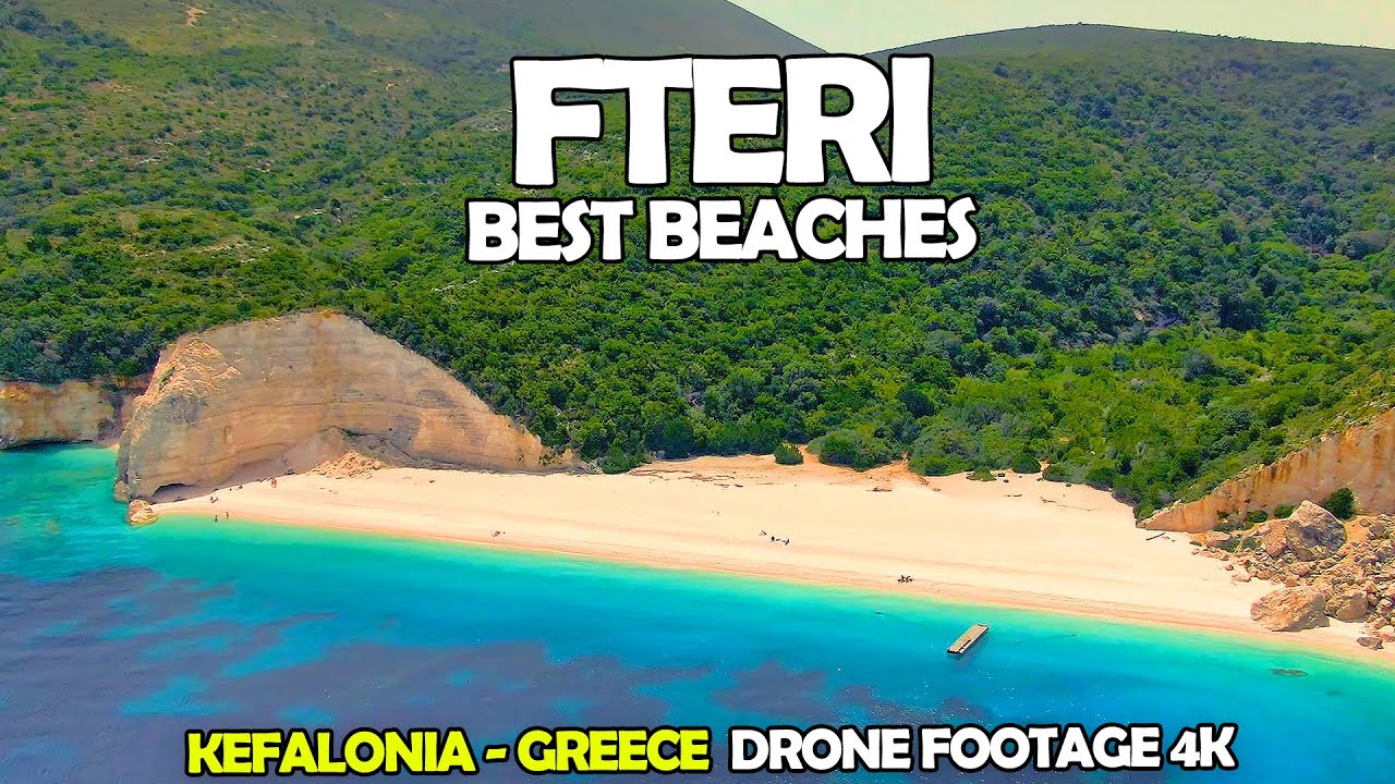 Fteri Beach, Kefalonia, Best Beaches Greece - Stunning 4K Drone Footage ...