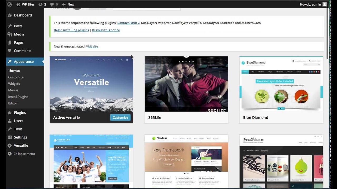 Versatile - Theme installation - YouTube