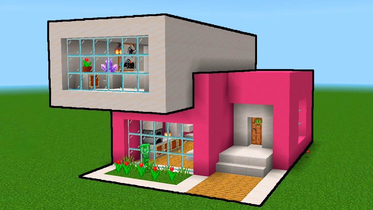Minecraft : How To Build a Small Pink Modern House Tutorial #11 🌸 ...