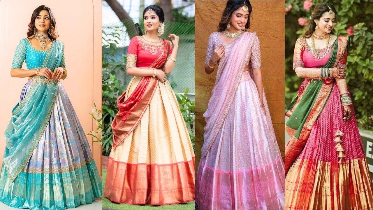 Latest silk half saree designs/ silk lehenga for wedding/ Half sarees ...