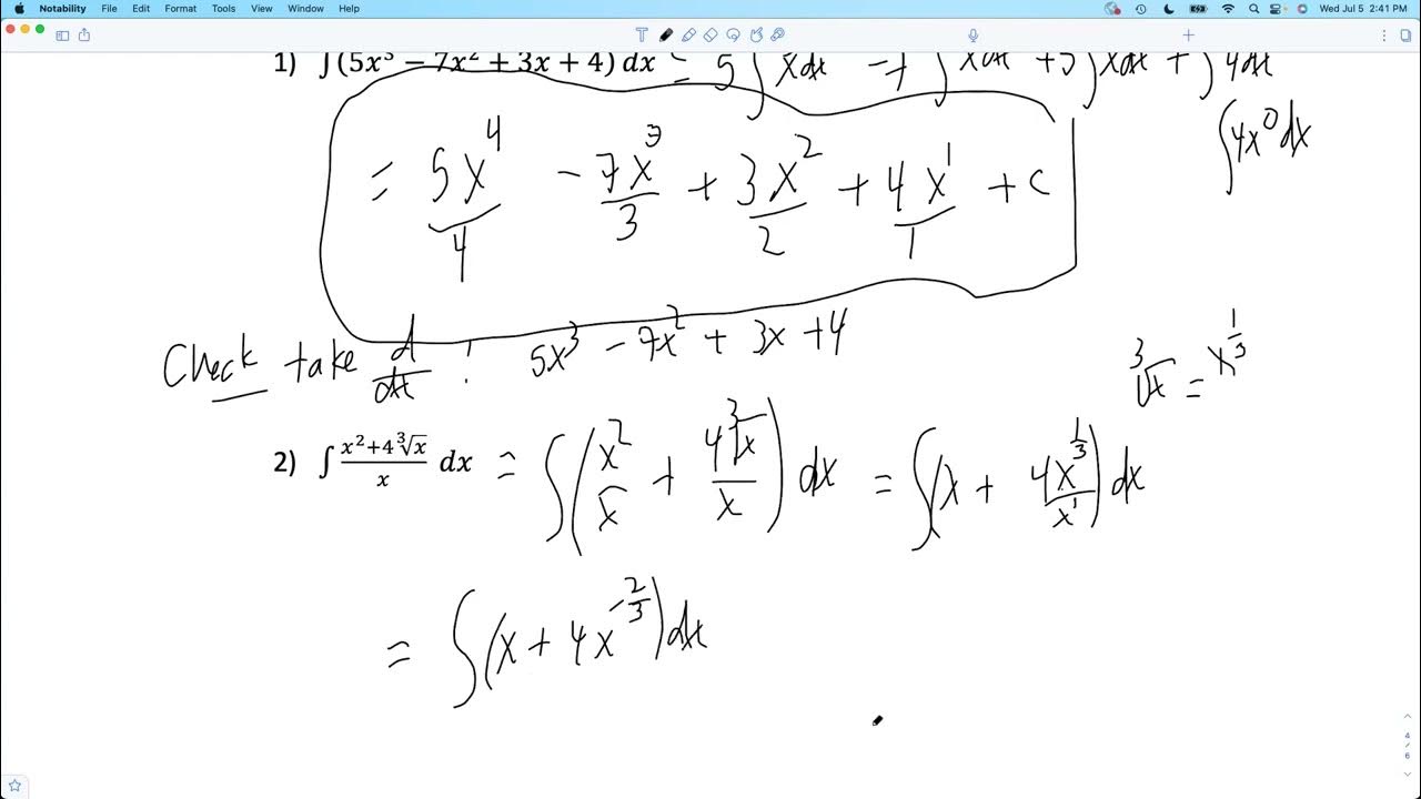 More Indefinite Integral Examples - YouTube