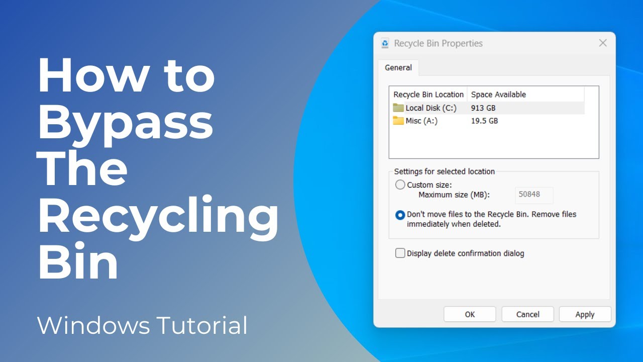 How to Bypass The Recycling Bin in Windows 11 - YouTube