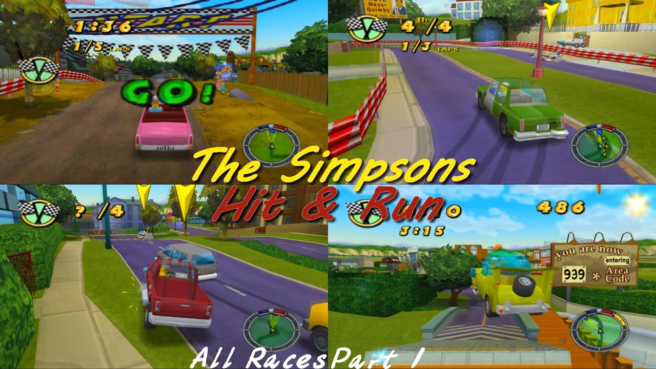 The Simpsons Hit & Run - All Races (Part 1) - YouTube