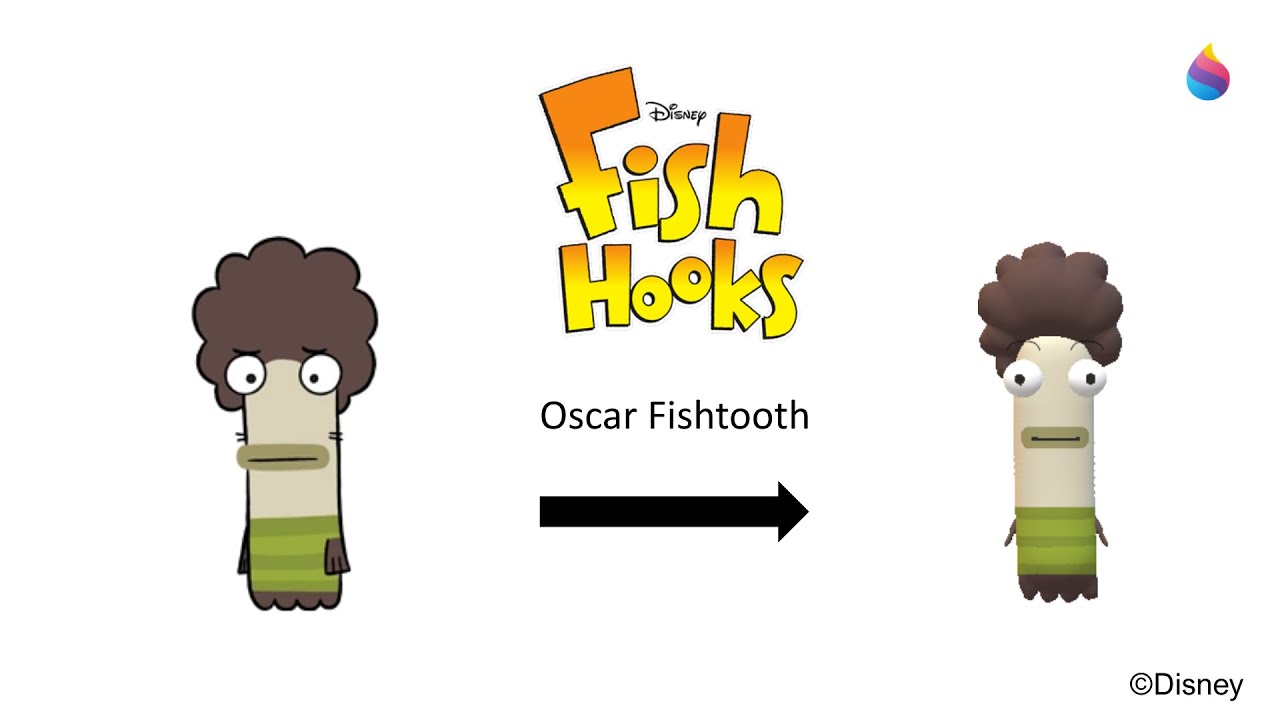 Paint 3D Tutorial Oscar Fishtooth ~ in "Fish Hooks" - YouTube