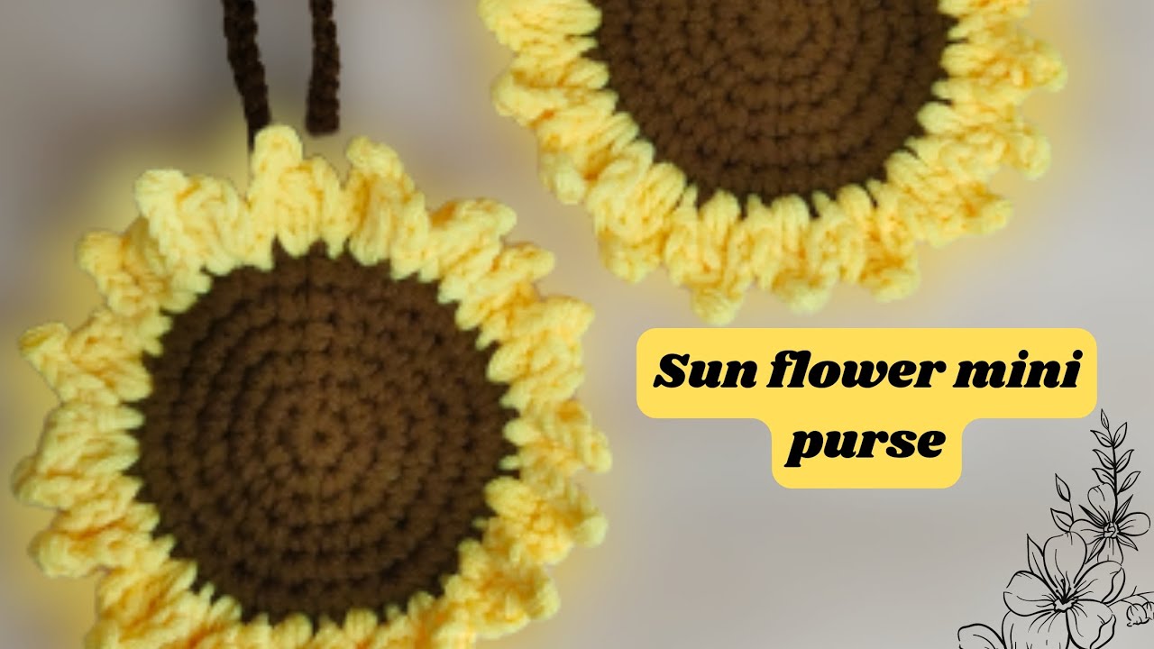 Sun flower mini purse crochet, belajar merajut pemula bisa - YouTube