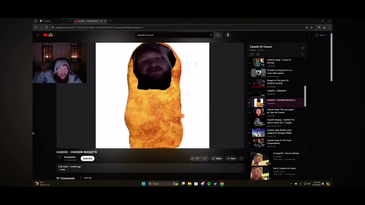 Caseoh reacts to AI Caseoh singing chicken nuggets - YouTube