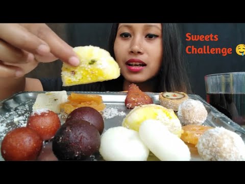 EATING RASGULLA, GULAB JAMUN, RASMALAI +JALEBI ||INDIAN SWEETS EATING ...