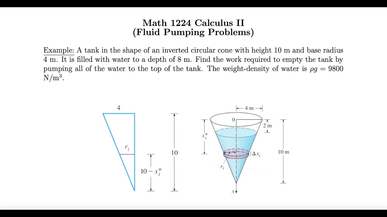 MAT 1224 Section 2.5: Physical Applications (Part 5, Fluid Pumping Problems) - YouTube