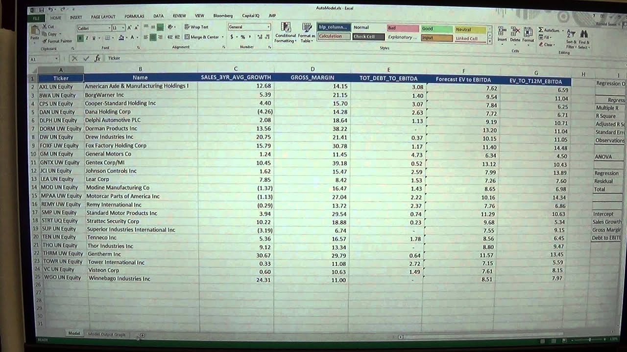 Simple Stock Screening Model Using Bloomberg and Excel - YouTube