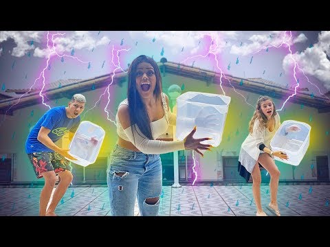 QUEM PEGAR MAIS AGUA DA CHUVA EM 5 MINUTOS GANHA !!!