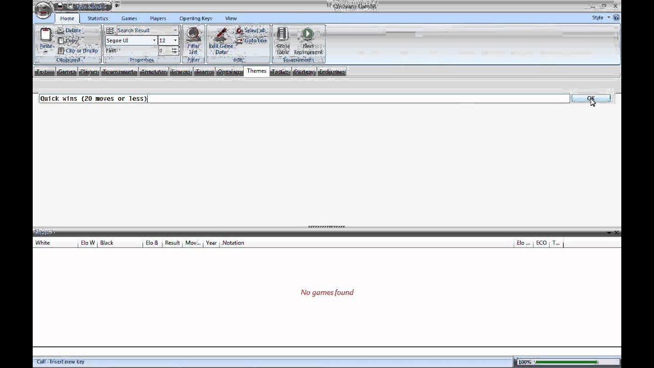 ChessBase 11 -- creating your own theme keys for a database - YouTube