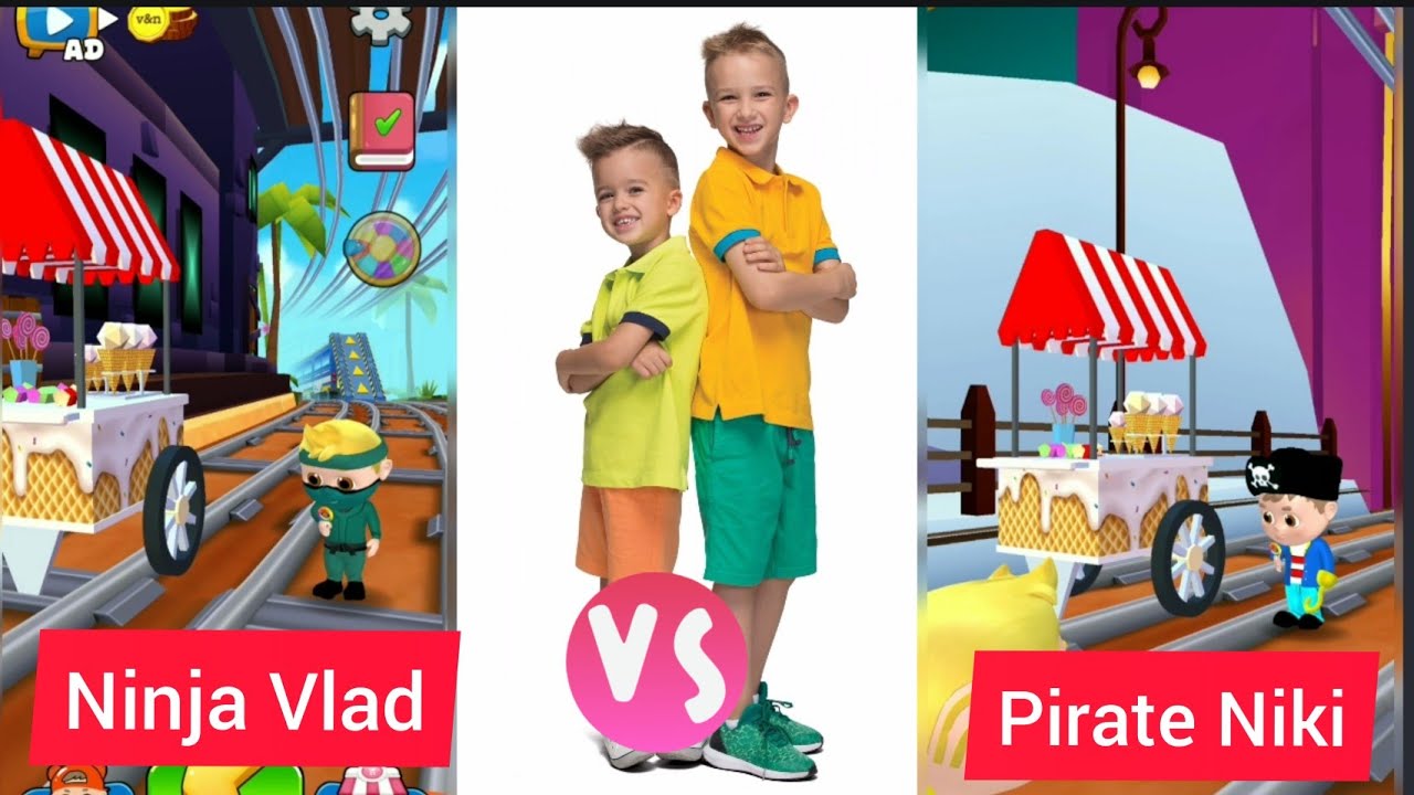 Ninja Vlad vs Pirate Niki in Vlad and Niki Run - YouTube