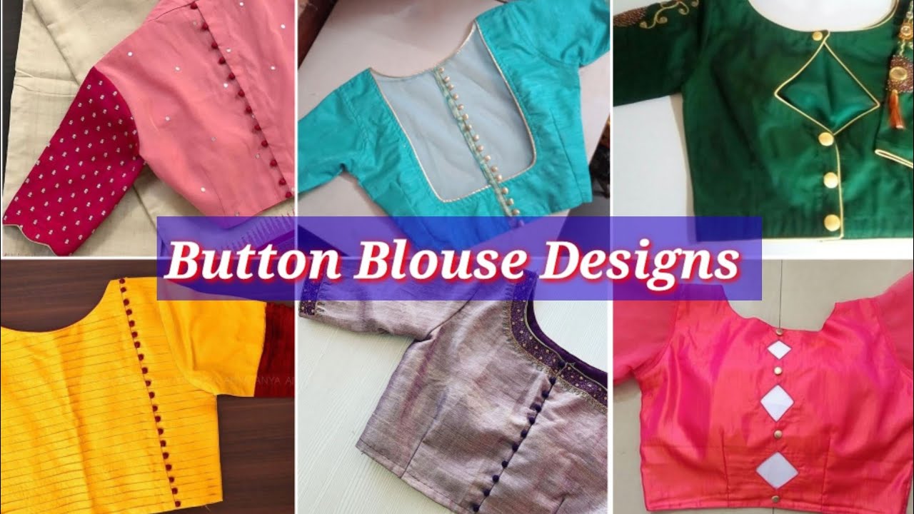 2024 Button blouse designs 🤩😍 || blouse designs new model || boat neck ...