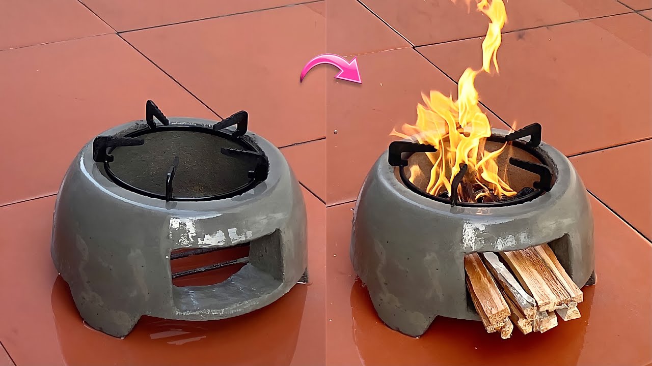 Amazing Creative Firewood Stove From Cement And Plastic Pots - DIY ...