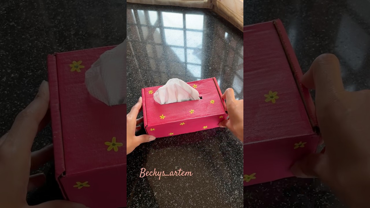 DIY tissue box🤧🗳️ cardboard #diy #waste #wastematerialcraft #craft # ...