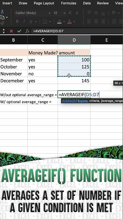 AVERAGEIF Function | AVERAGEIF() | Microsoft Excel - YouTube