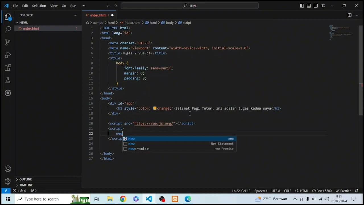 Cara Membuat Kalimat menggunakan Vue.js - YouTube