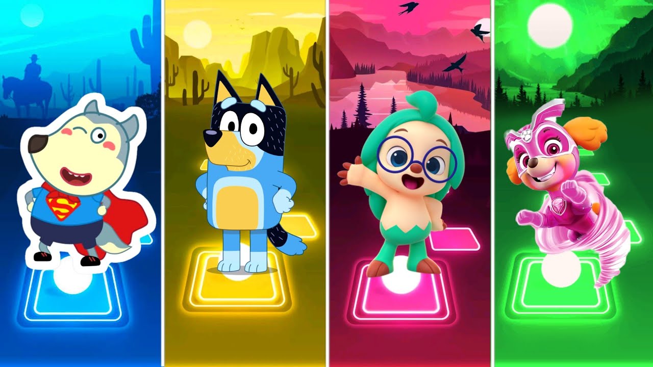 Wolfoo Family - Bluey - Pinkfong Hogi - Skye Paw Patrol | Tiles Hop ...