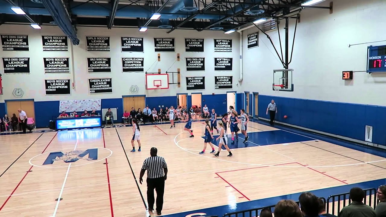 Drury Blue Devils playing Monson Mustangs girls varsity basketball ...