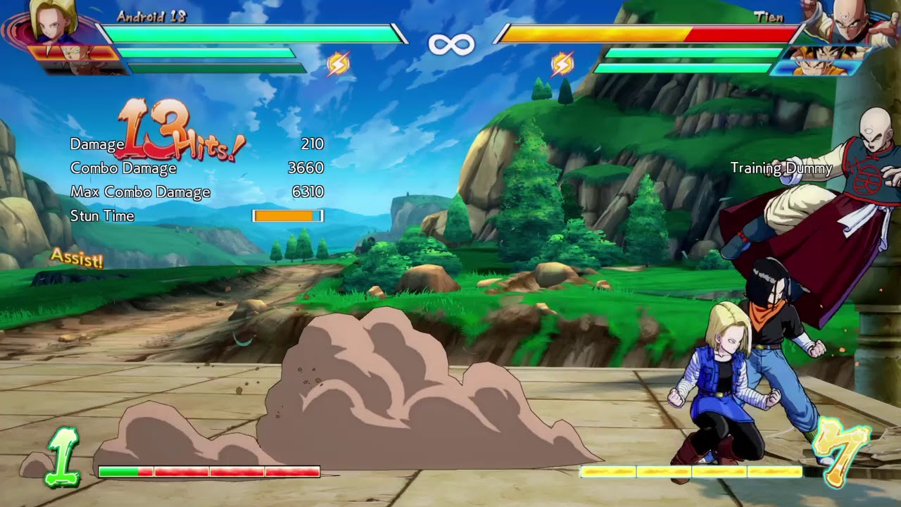 [DBFZ] Android 18 5k damage meterless (Double dragon rush) - YouTube