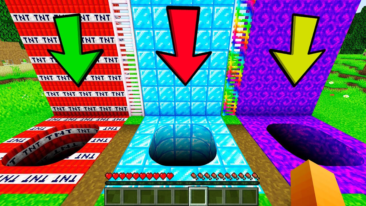 I found a NEW PITS in Minecraft ! TNT PIT vs DIAMOND PIT vs PORTAL PIT ...