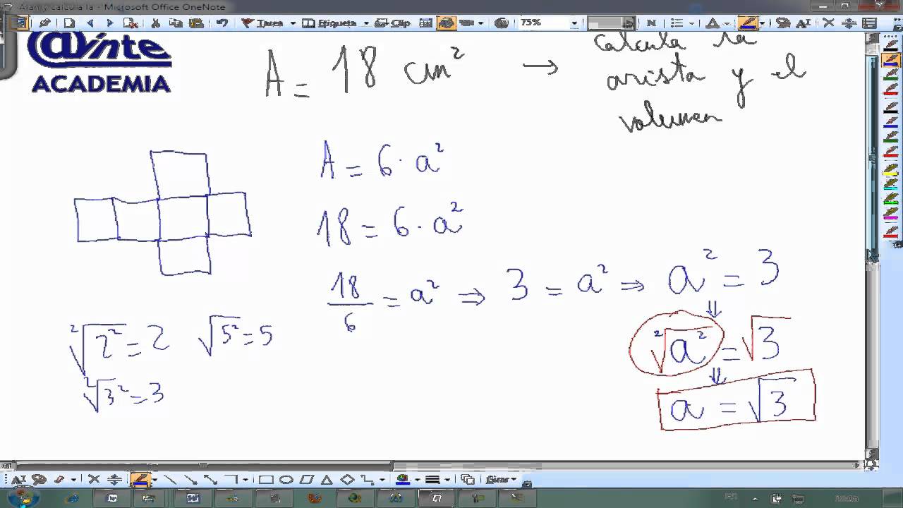 Arista y volumen del cubo a partir del area Matematicas Preparacion ...