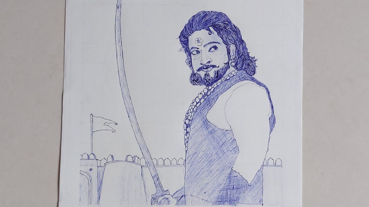 DRAWING CHATRAPATI SAMBHAJI MAHARAJ WITH BALL PEN,AMOL KOLHE|PARTH RAUT ...