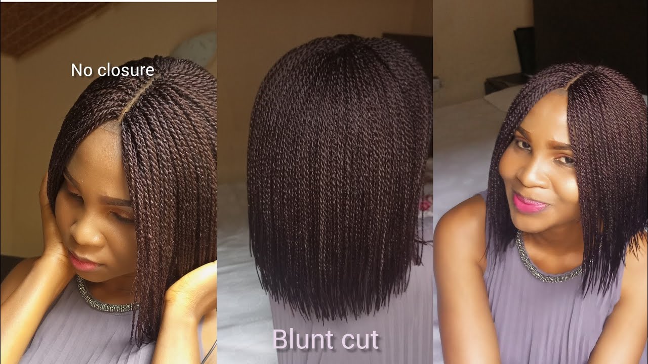 how to make short braid/blunt cut wig - YouTube