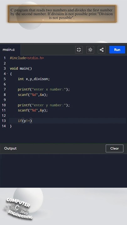 C program to read two numbers and divides the first number by the second number | #35program ...