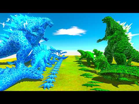 Team Blue Radiation Godzilla vs Radiation Titans - Animal Revolt Battle Simulator