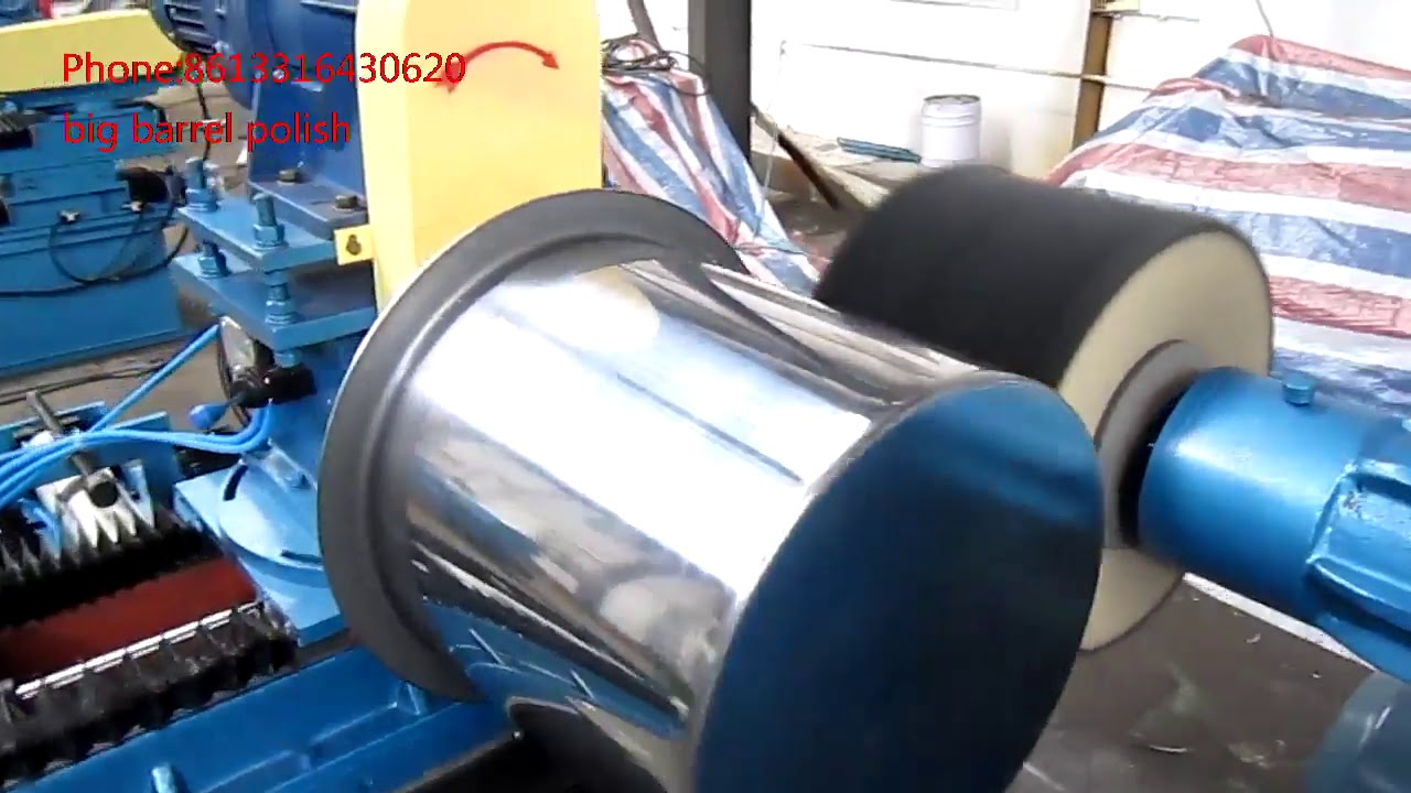 Outer polishing machine for stainless steel bucket - YouTube
