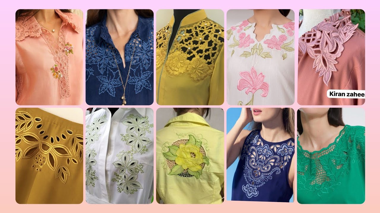 Cut work design 2024 / Cut work embroidery neck design - YouTube