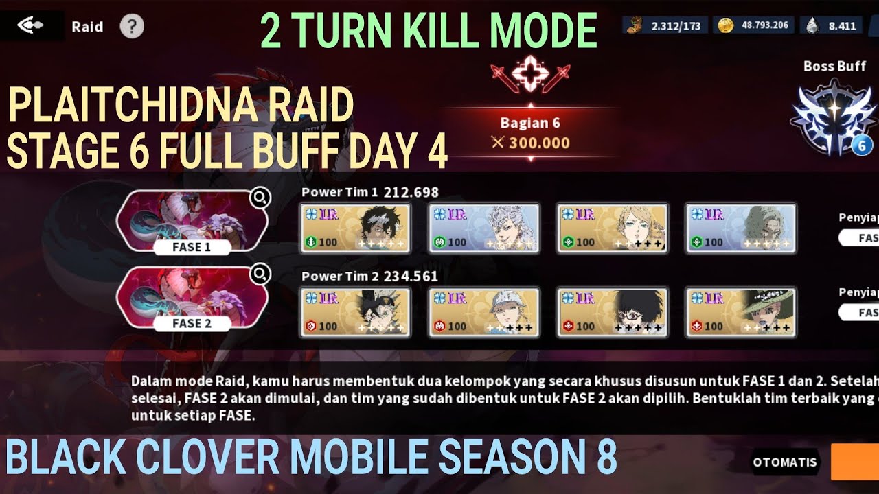 Plaitchidna Raid Part 6 Full buff Day 4 | Black Clover Mobile season 8 ...