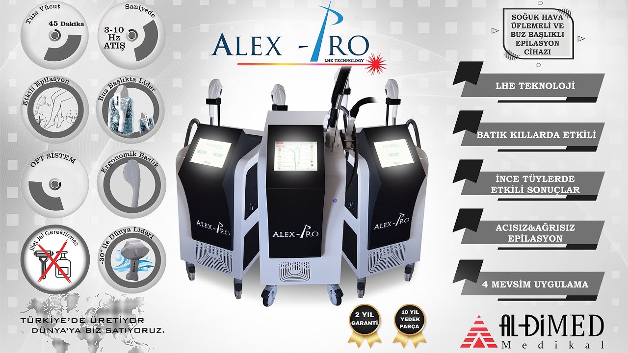 ALEX-PRO SOĞUK HAVA ÜFLEMELİ VE BUZ BAŞLIKLI LAZER EPİLASYON CİHAZI ...