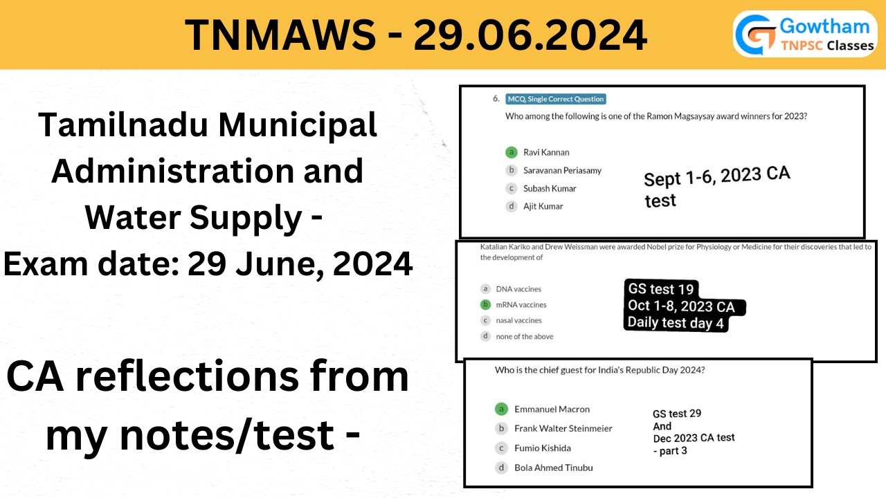 TNMAWS 29.06.2024 - Current Affairs questions reflections from my CA ...