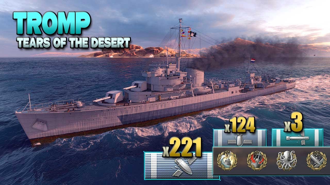 Destroyer Tromp: MVP on map "Tears of the Desert" - World of Warships ...