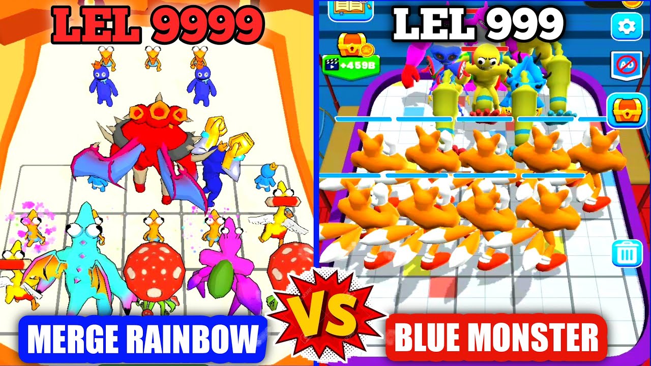 Merge Master Blue Monster Vs Merge Rainbow Freinds Monster Part 2