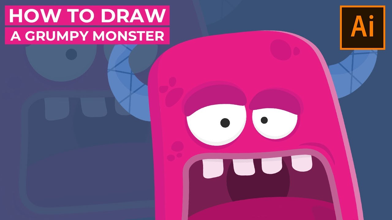 Vector monster, Flat design tutorial, Creature in Adobe Illustrator ...