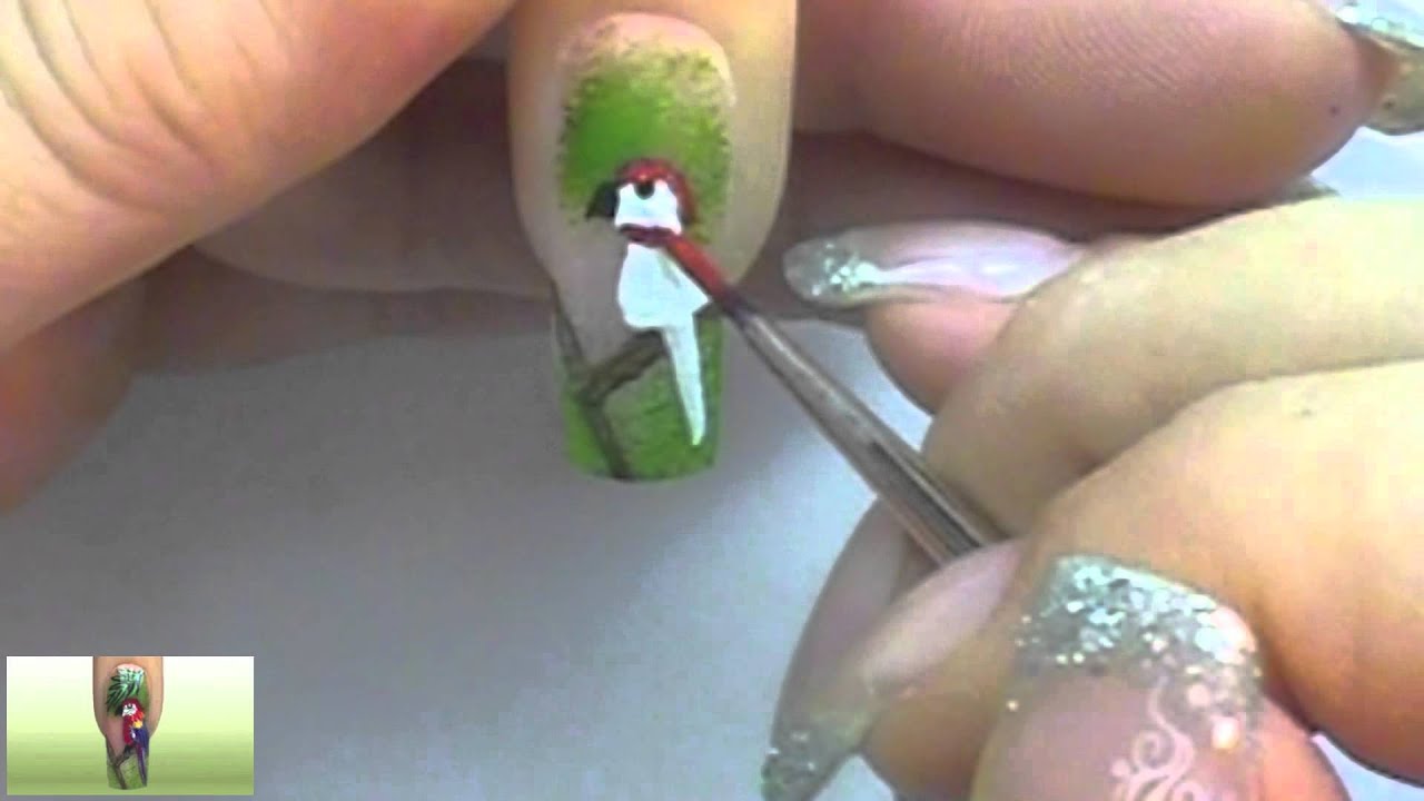 Request: How to paint a parrot / Papagei NailArt Tutorial - YouTube