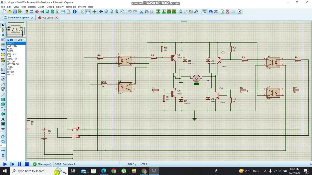 H Bridge with Optocouplers | Proteus Simulation | How to make an H ...