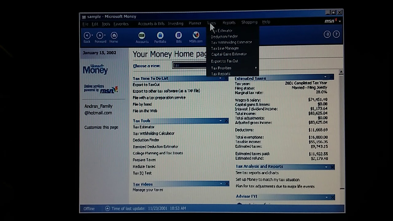 Microsoft Money 2004: Manage Your Taxes - YouTube