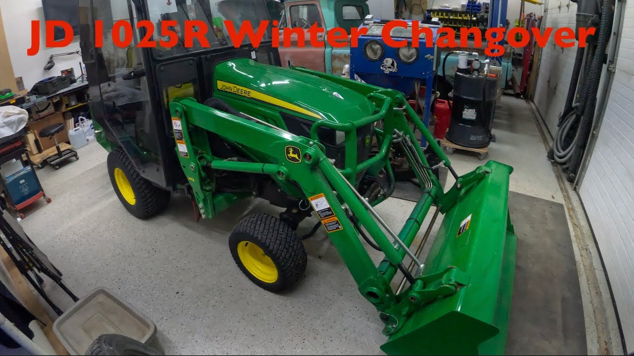 JD 1025R Winter Changeover - YouTube