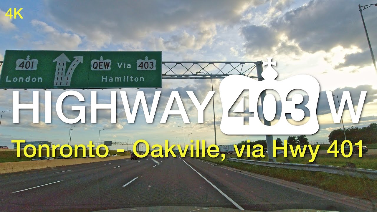 Highway 403 from Toronto to Oakville Ontario via Highway 401, 44km ...