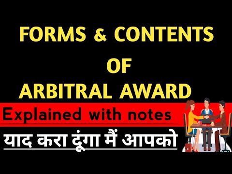 Forms and Contents of ARBITRAL AWARD | Section 31 of Arbitration and ...