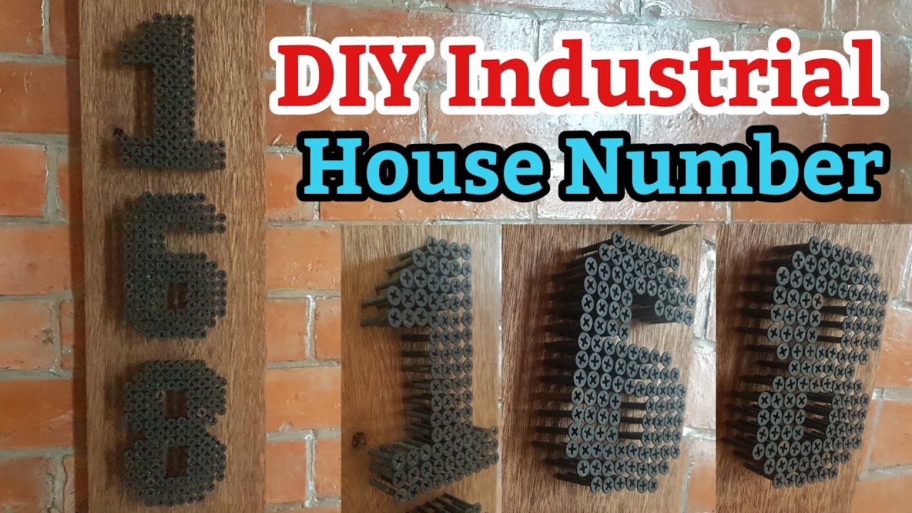 How to make DIY Industrial House Number using Wood Screw 🏠 DIY House ...