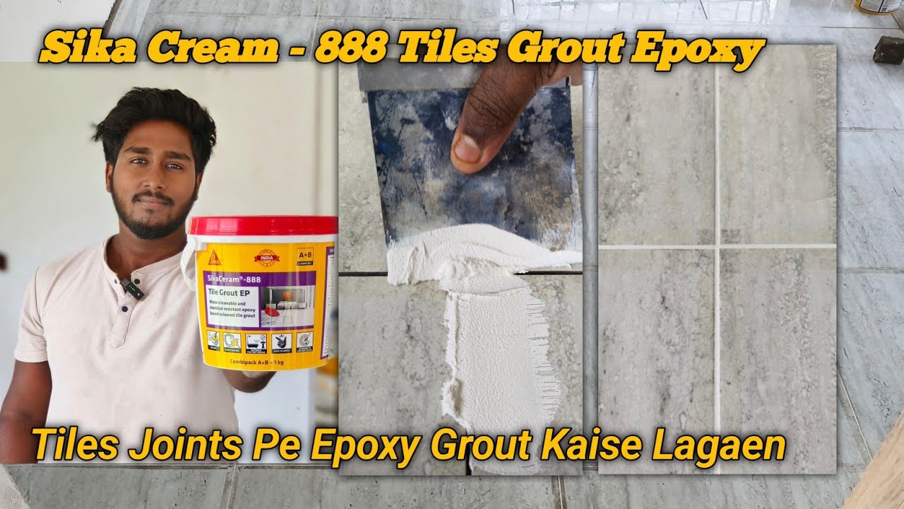 Tiles Epoxy Grout Filling process || Sika cream -888 - YouTube