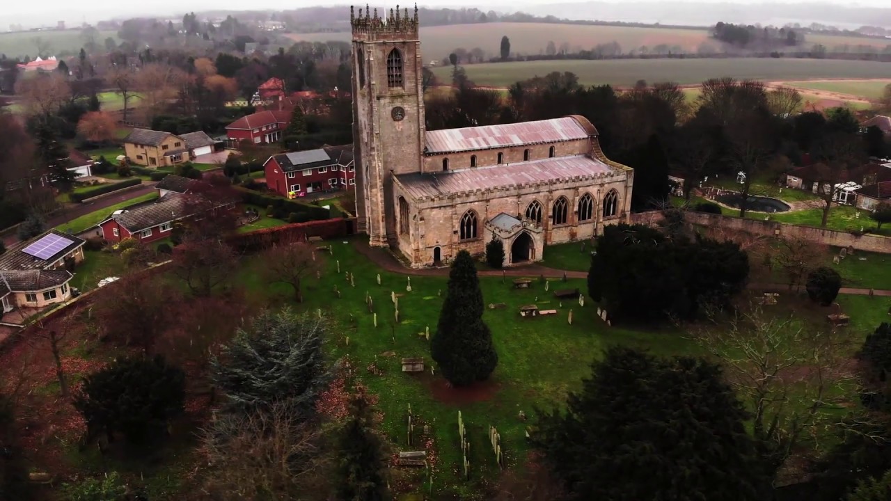 St Mary and St Martin's Church, Blyth Nottinghamshire from the air ...